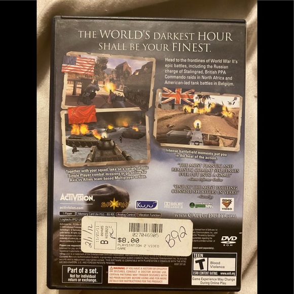 Sony | Video Games & Consoles | Call Of Duty Finest Hour For The Ps2 ...